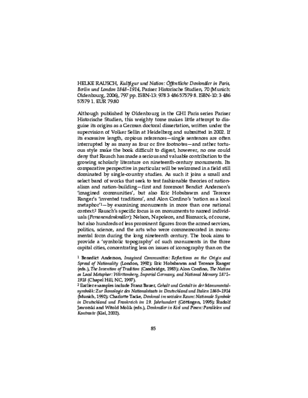 (PDF) Matthew Jefferies: review of Helke Rausch, Kultfigur und Nation ...