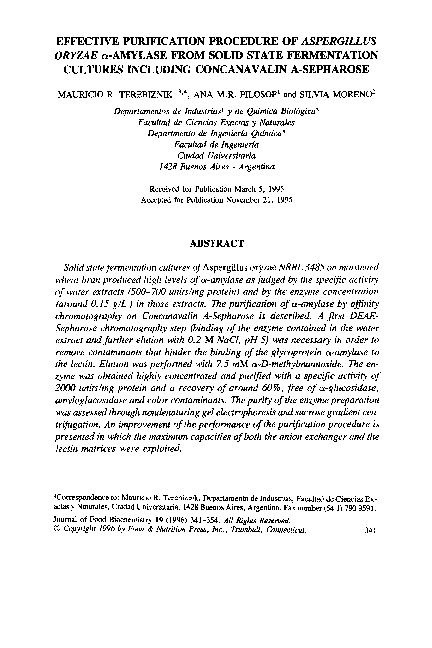 (PDF) Effective Purification Procedure of Aspergillus Oryzae ?-Amylase from Solid State ...