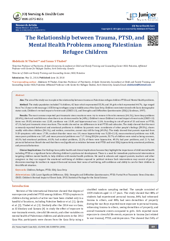 (PDF) The relationship between trauma, PTSD, and Mental Health problems ...