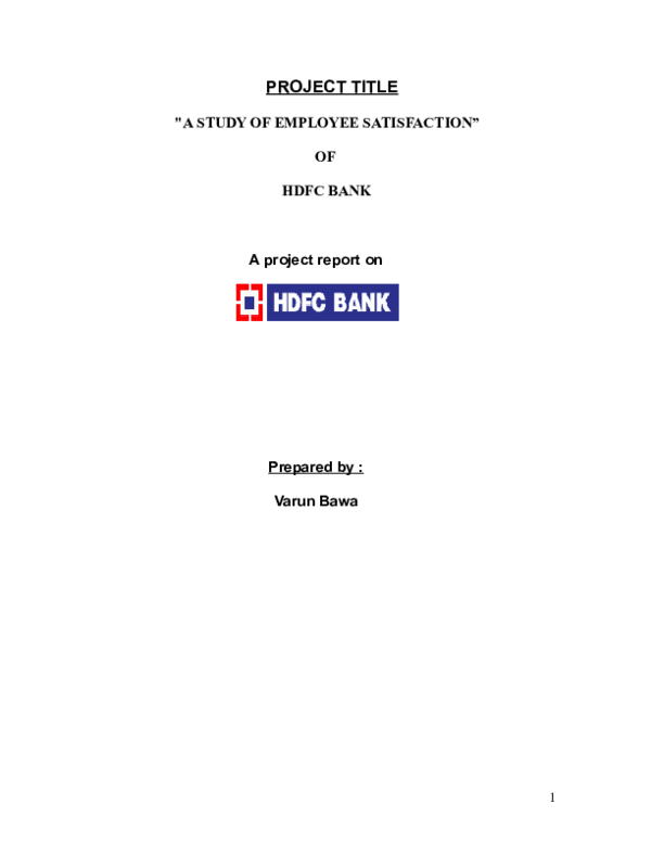 (DOC) A Project Report on Employees Satisfaction Regarding HDFC Bank