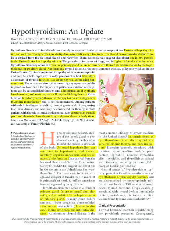 (PDF) Hypothyroidism an update