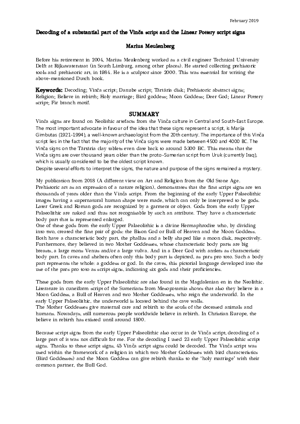 (PDF) Decoding of a substantial part of the Vinča script and the Linear ...