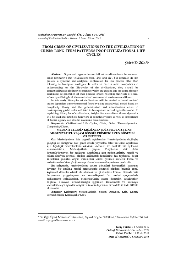 (PDF) From Crisis of Civilizations to Crisis Civilization: Long-Term ...