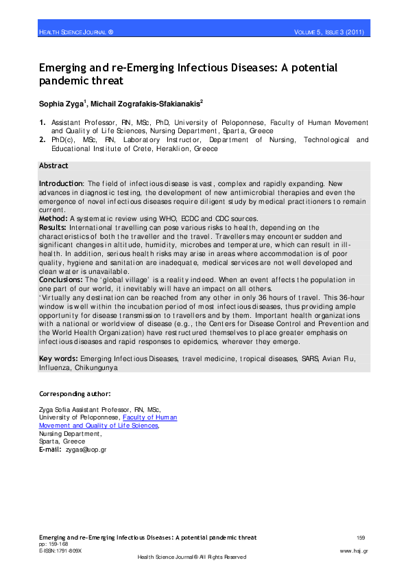 (PDF) Emerging and re-Emerging Infectious Diseases: A potential ...