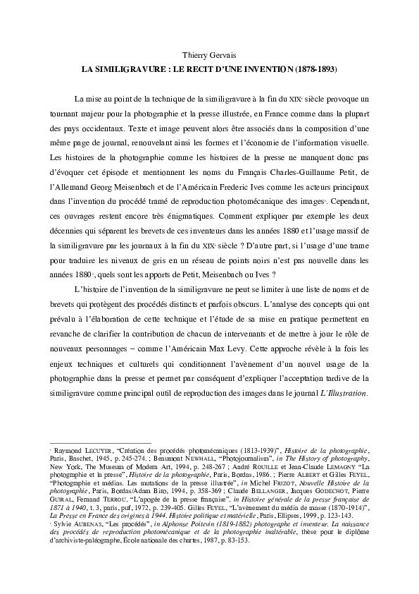 (PDF) “La similigravure: le récit d’une invention (1878–1893)” [The ...