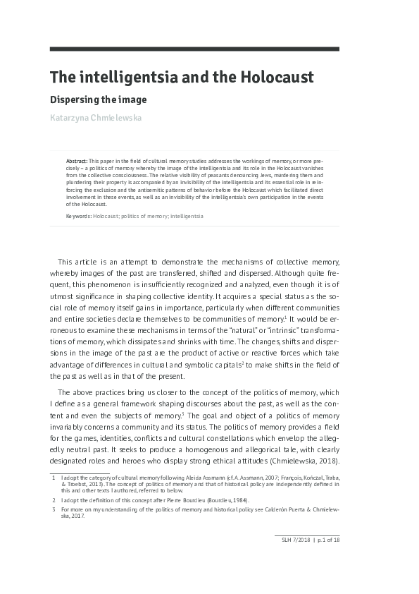 (PDF) The Intelligentsia and the Holocaust. Eng