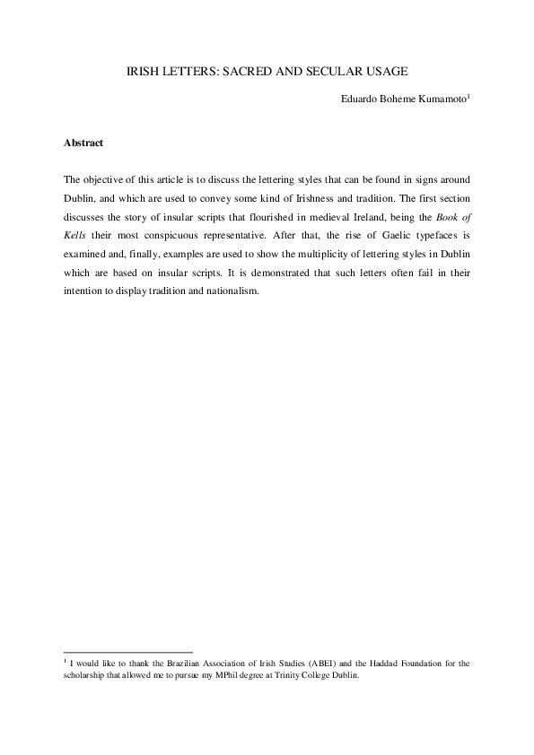 (PDF) Irish Letters: Sacred and Secular Usage