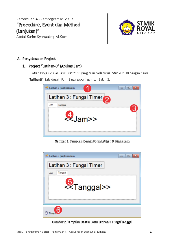 (PDF) Pemrograman Visual "Event dan Method" - Lanjutan