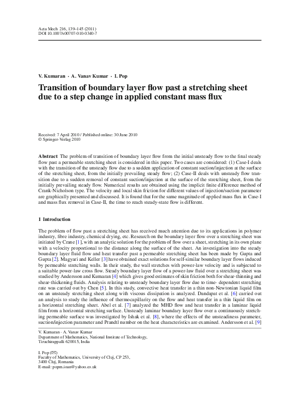 (PDF) AVK-Transition of boundary layer flow