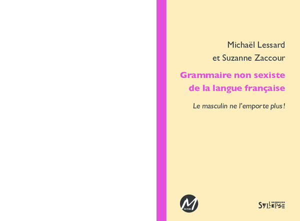 (PDF) Michaël Lessard et Suzanne Zaccour, Grammaire non sexiste de la ...