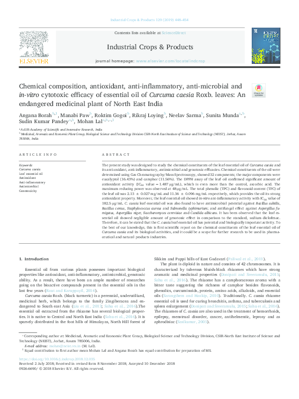Pdf Chemical Composition Antioxidant Anti Inflammatory Anti