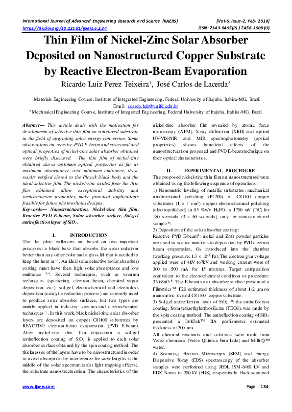 (PDF) Thin Film of Nickel-Zinc Solar Absorber Deposited on ...