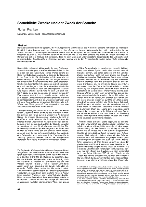 (PDF) Sprachliche Zwecke und der Zweck der Sprache