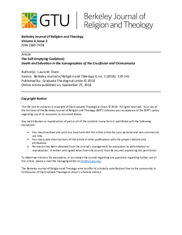 (PDF) The Self-Emptying God(dess): Death and Salvation in the ...