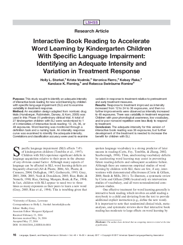 (PDF) Interactive Book Reading LSHSS