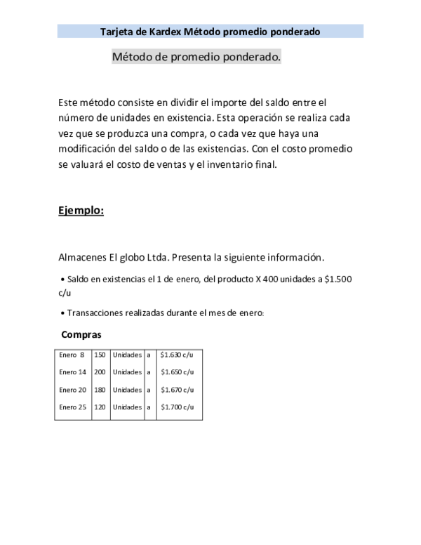 (DOC) Método de promedio ponderado