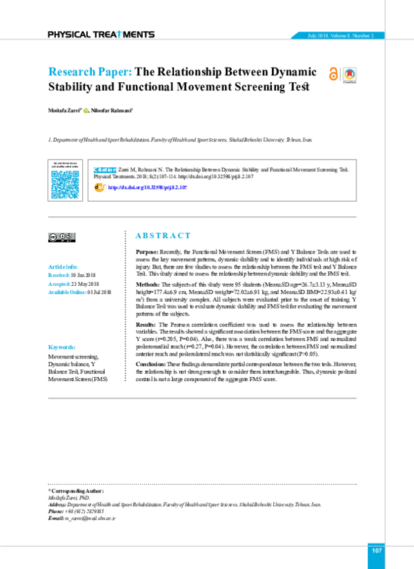 (PDF) Research Paper: The Relationship Between Dynamic Stability and ...