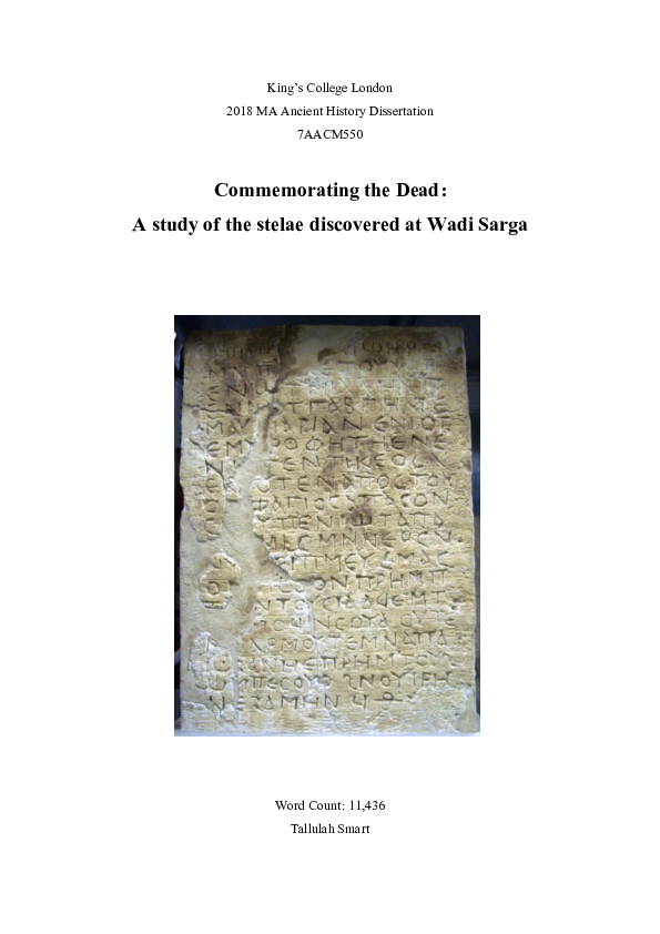 (PDF) Commemorating the Dead: A study of the stelae discovered at Wadi ...