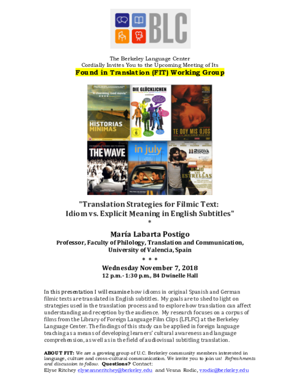 (PDF) 2018. Translation Strategies for Filmic Text: Idiom vs. Explicit ...