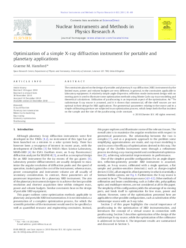 (PDF) Optimization of a simple X-ray diffraction instrument for ...