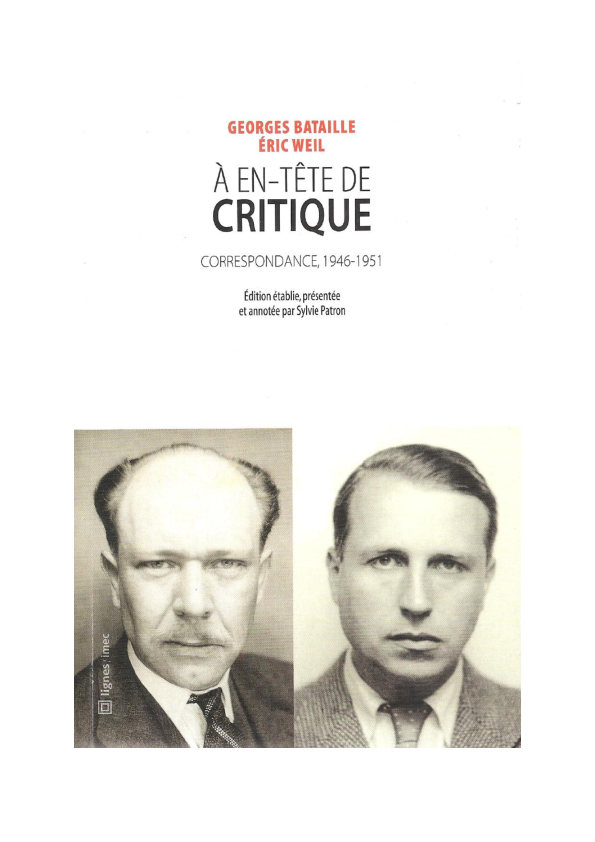 (PDF) Georges Bataille, Éric Weil, À en-tête de Critique ...
