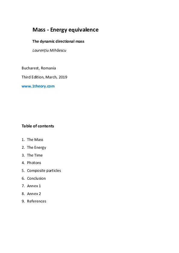 (PDF) Mass - Energy equivalence