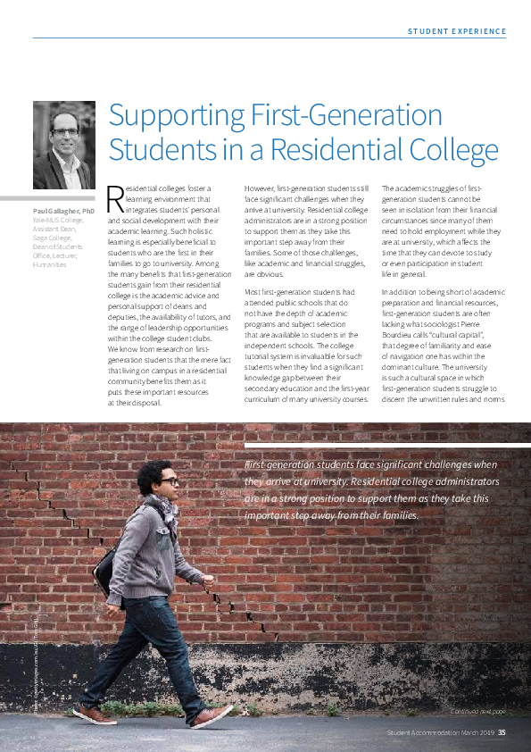 (PDF) Supporting First-Generation Students in a Residential College