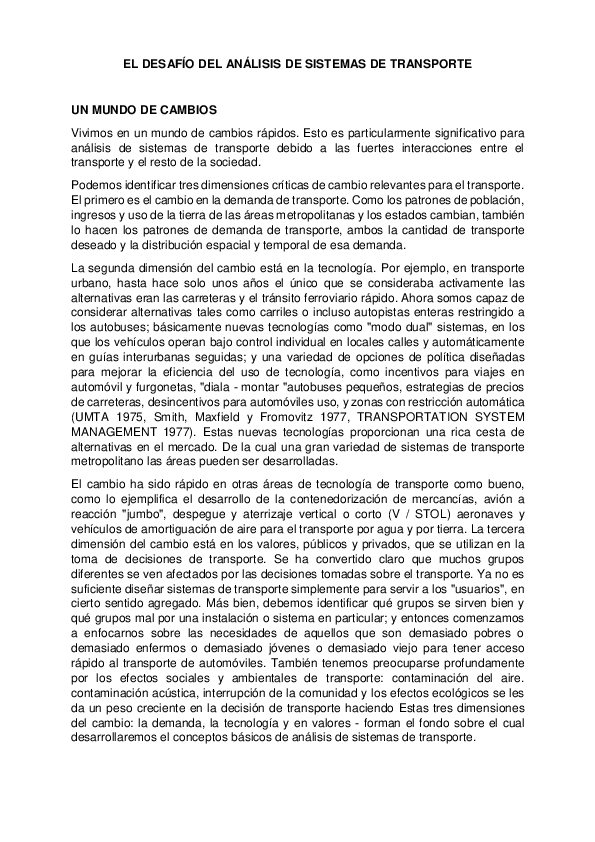 (DOC) EL DESAF O DEL AN LISIS DE SISTEMAS DE TRANSPORTE