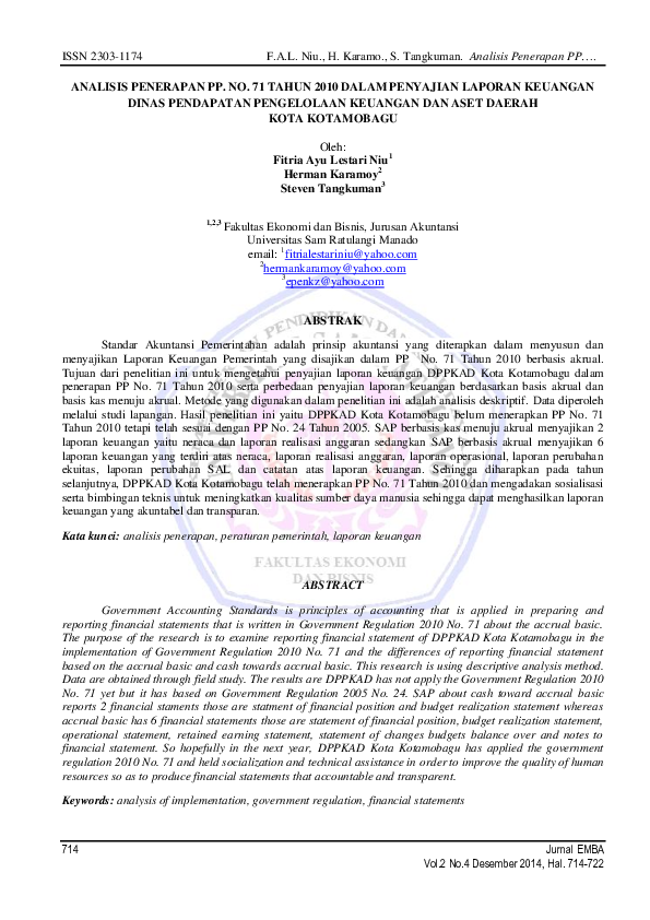 Pdf Jurnal Penelitian Analisis Penerapan Pp No 71 Pdf