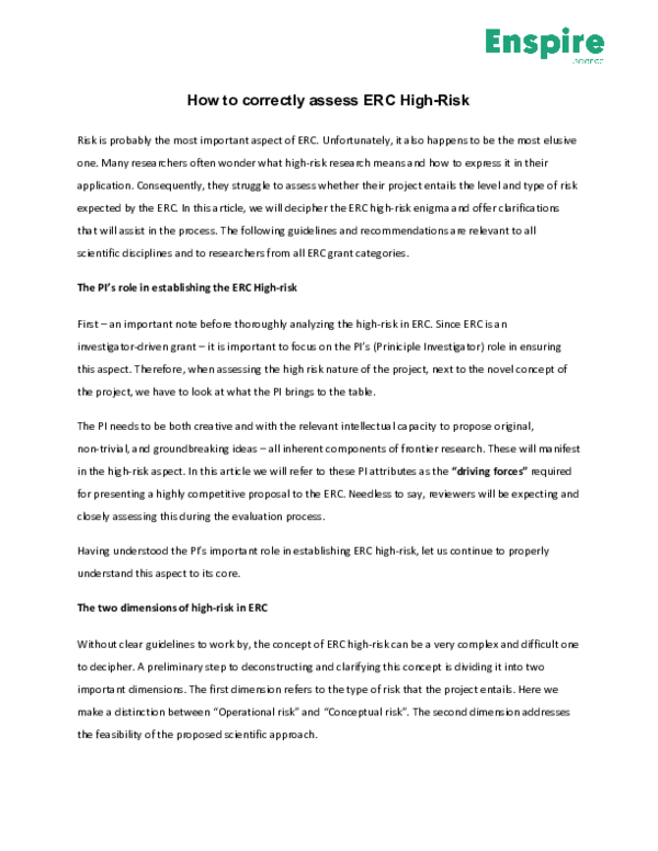 (PDF) How to correctly assess ERC High-Risk