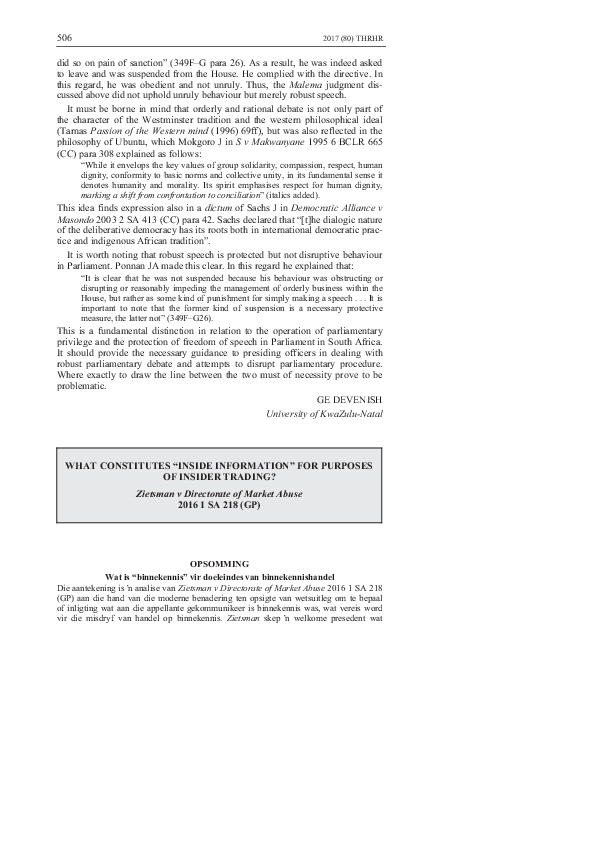 (PDF) What constitutes Inside Information for purpose of insider ...