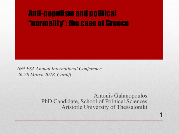 (PDF) Anti-populism and political 'normality': The case of Greece