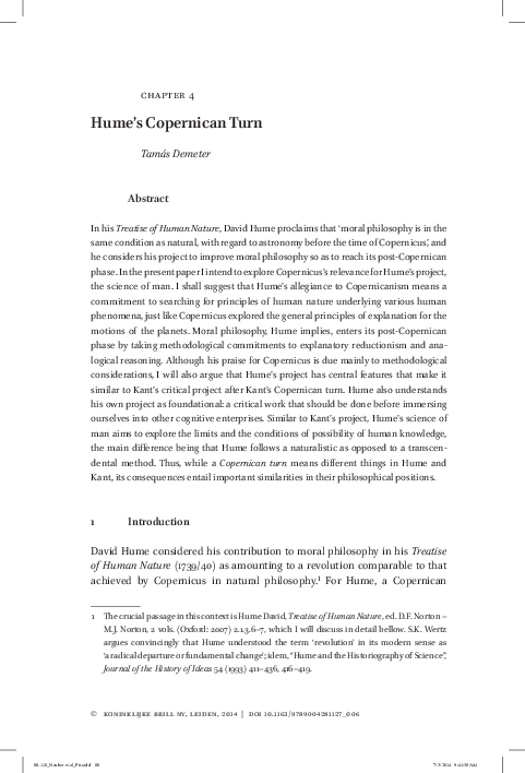 (PDF) Hume's Copernican Turn, in. C. Zittel, W. Neuber, T. Rahn (eds ...