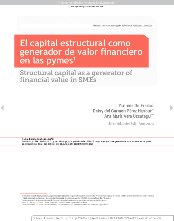(PDF) El capital estructural como generador de valor financiero en las pymes