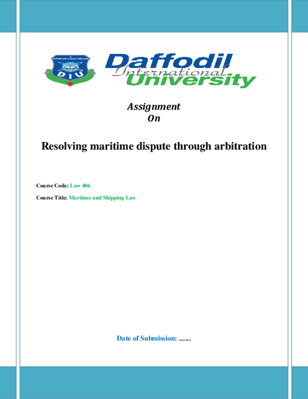 (DOC) Resolving maritime dispute through arbitration - Maritime Law