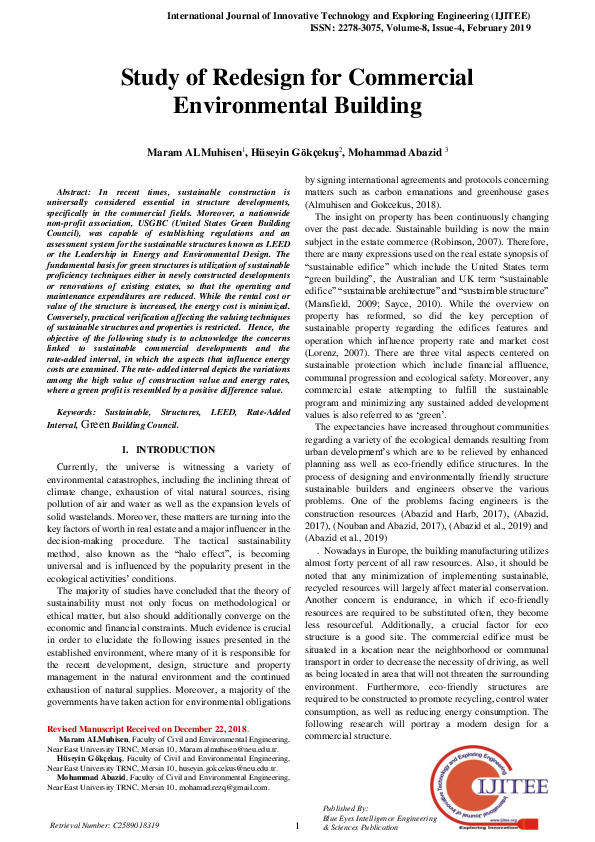 (PDF) STUDY OF REDESIGN A COMMERCIAL ENVIRONMENTAL BUILDING