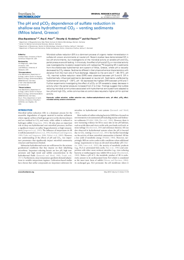 (PDF) The pH and pCO2 dependence of sulfate reduction in shallow-sea ...