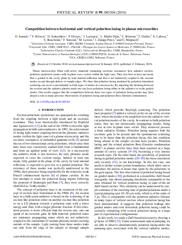 (PDF) Competition between horizontal and vertical polariton lasing in ...