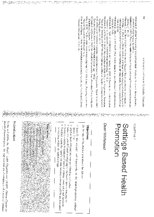 (PDF) Whitehead D. (2010) Settings based health promotion. In ...