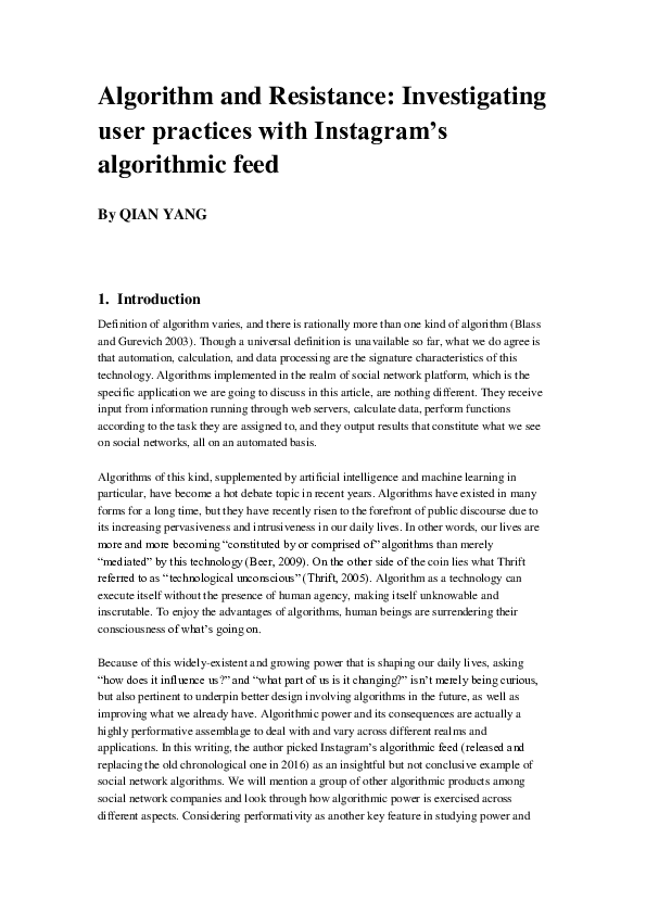 Pdf Algorithm And Resistance Investigating User Practices With