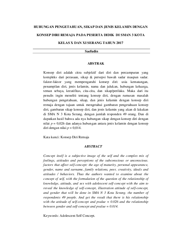 (DOC) jurnal hubungan pengetahuan, sikap, dan jenis kelamin dengan konsep diri remaja (manuskrip ...