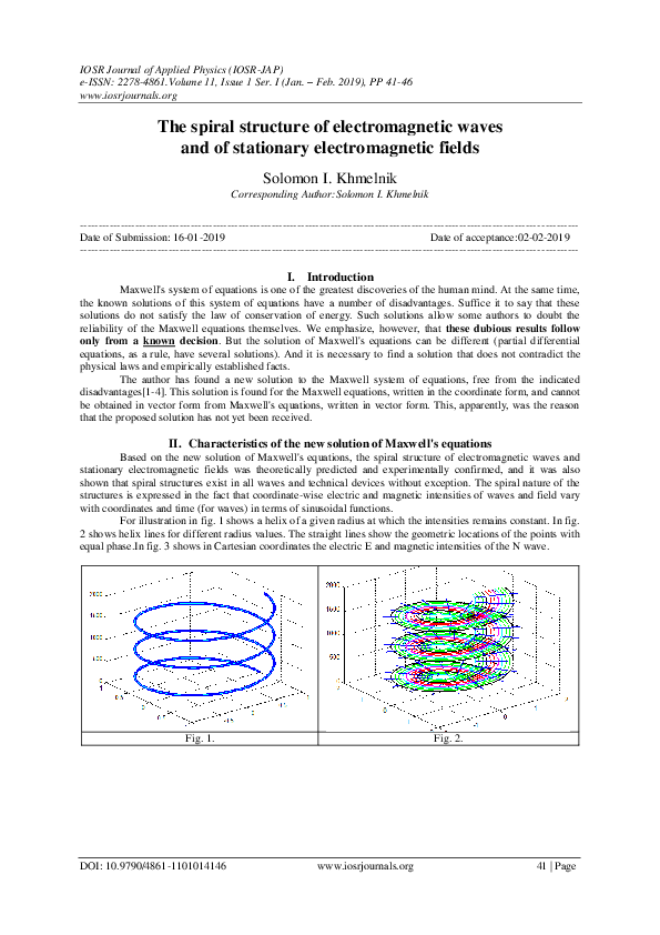 (PDF) The spiral structure of electromagnetic waves and of stationary ...