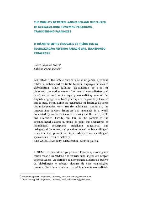 (PDF) The mobility between languages and the fluxes of globalization: reviewing paradigms ...