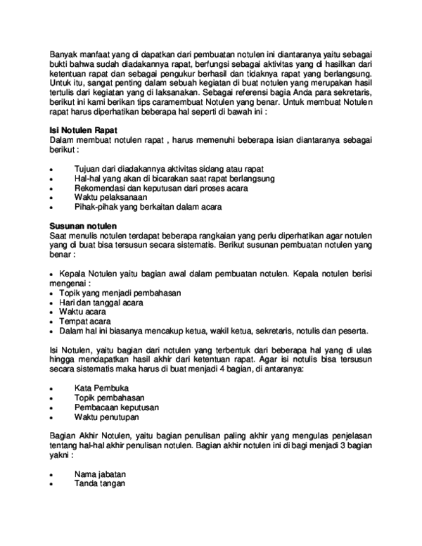 (DOC) Contoh notulen rapat