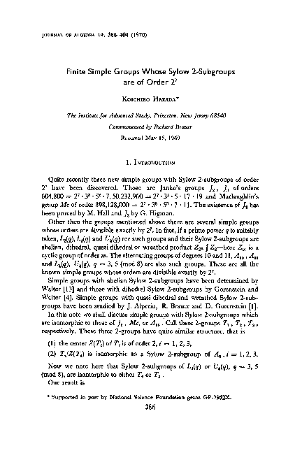 Pdf Finite Simple Groups Whose Sylow 2 Subgroups Are Of Order
