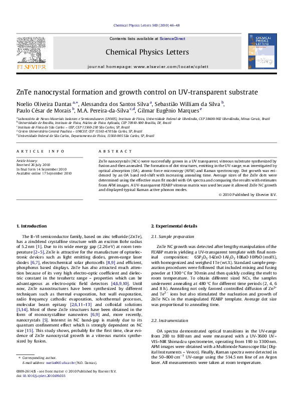(PDF) ZnTe nanocrystal formation and growth control on UV-transparent ...