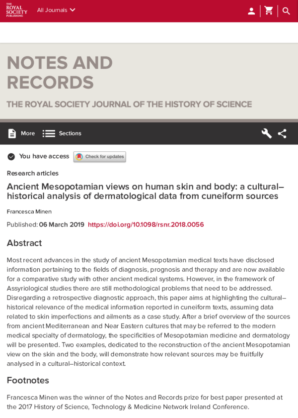 (PDF) Ancient Mesopotamian views on human skin and body: a cultural ...