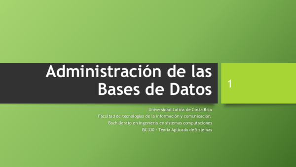 (PPT) Administración de las Bases de Datos