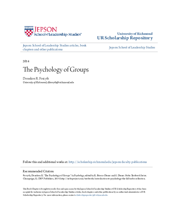(PDF) The Psychology of Groups