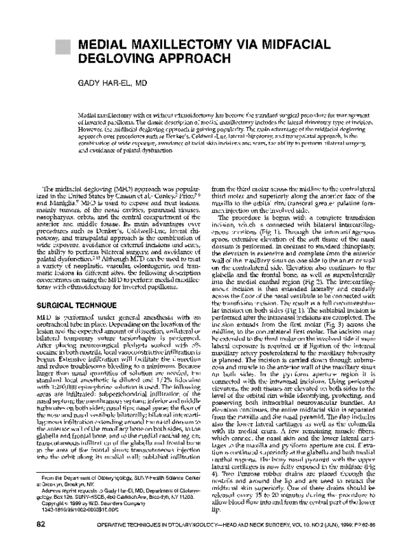(PDF) Medial maxillectomy via midfacial degloving approach